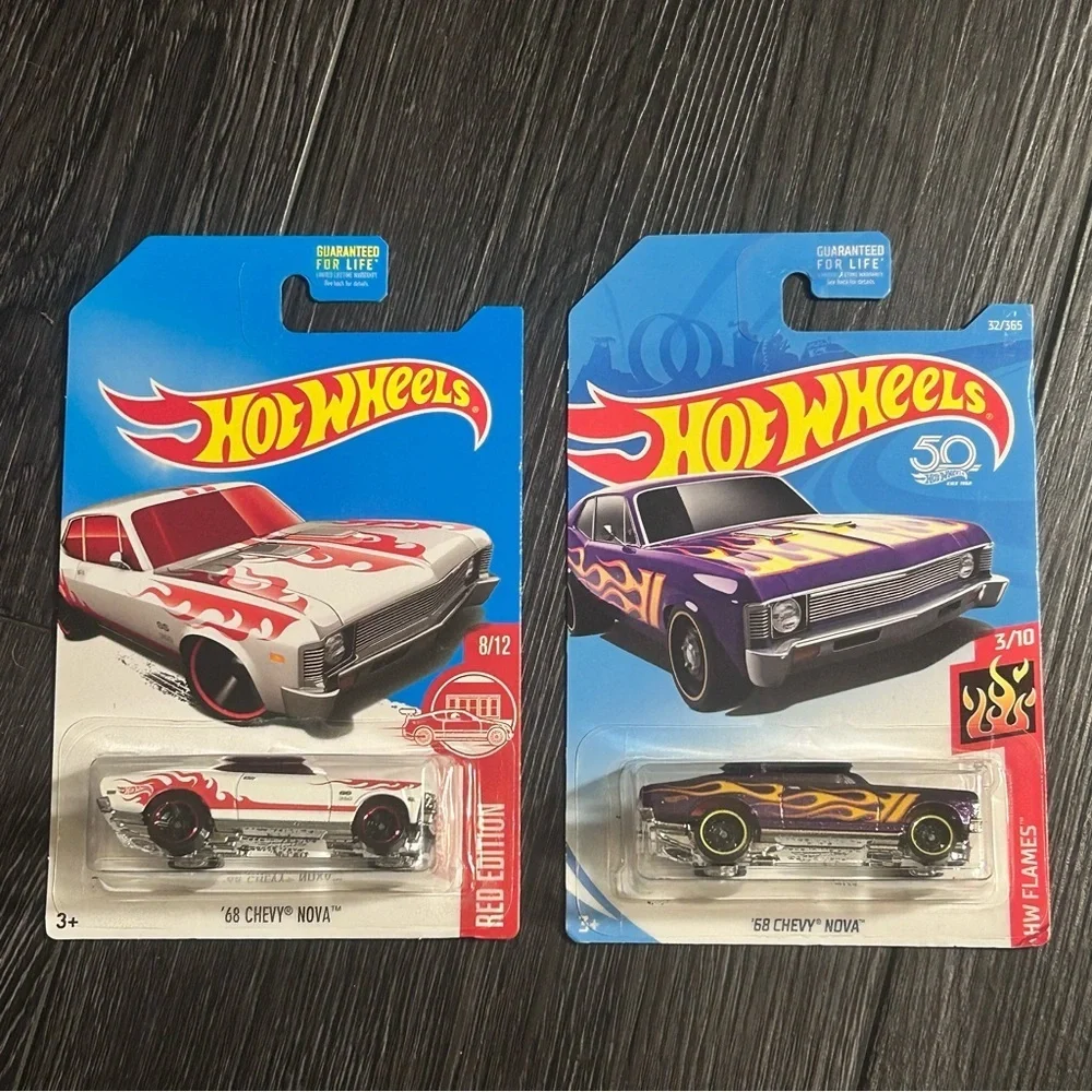 Hot Wheels | Other | Hot Wheels 68 Chevy Nova Set Of 2 Flames Red ...